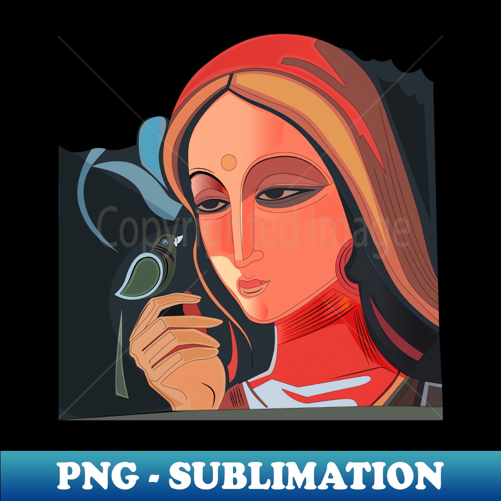 Beautiful lady with the bird - Decorative Sublimation PNG Fi | Inspire ...
