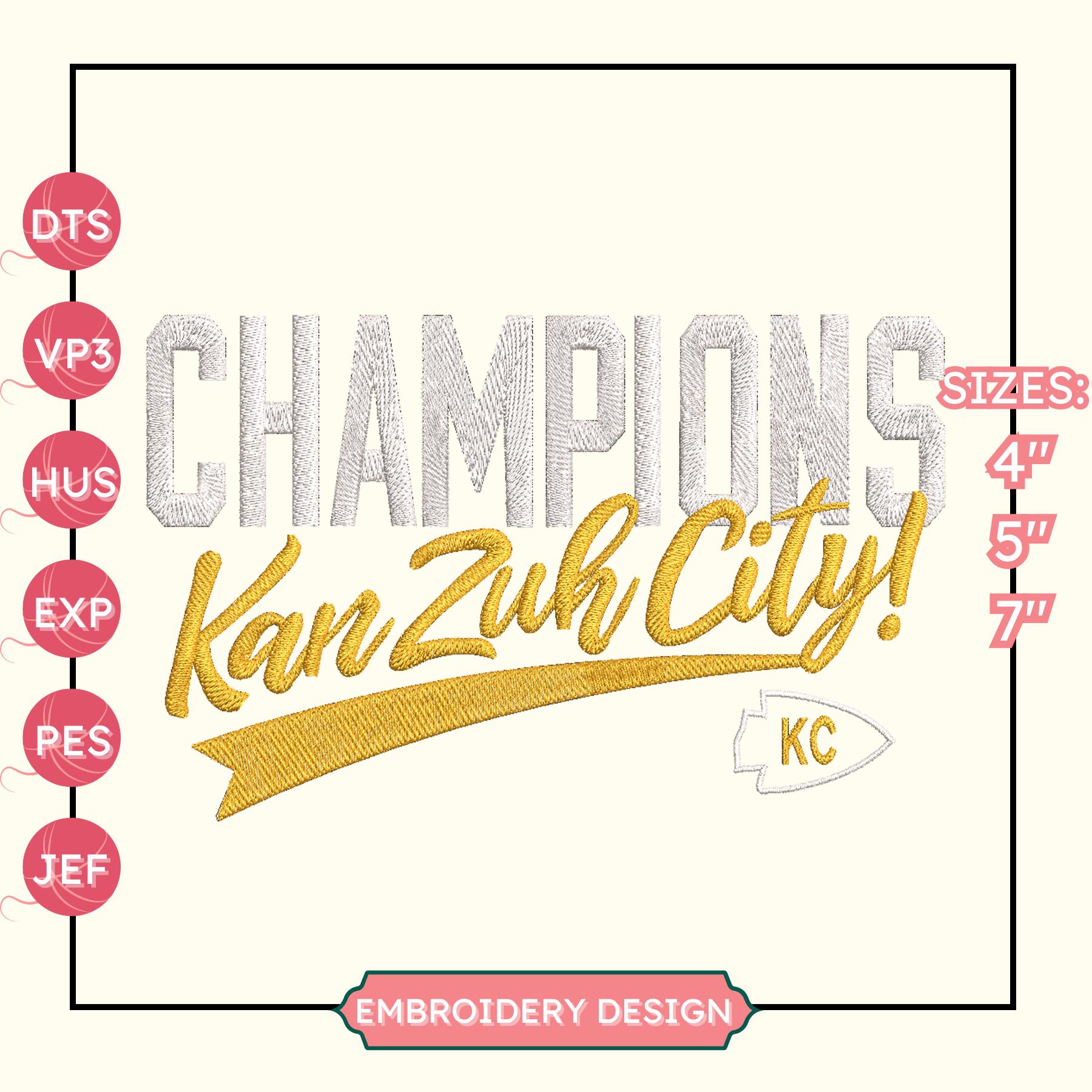 Kansas City Champion Football Logo Embroidery Design, NFL Ka | Inspire ...