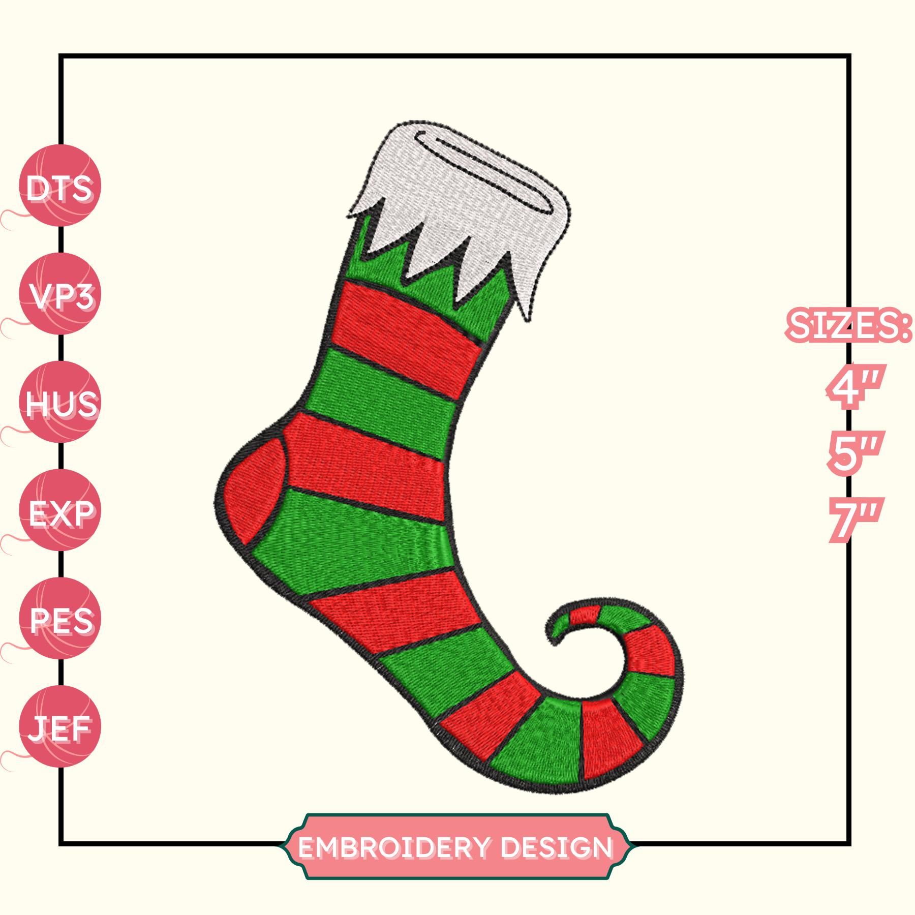 Elf Sock Embroidery Designs, Christmas Embroidery Designs, M - Inspire ...