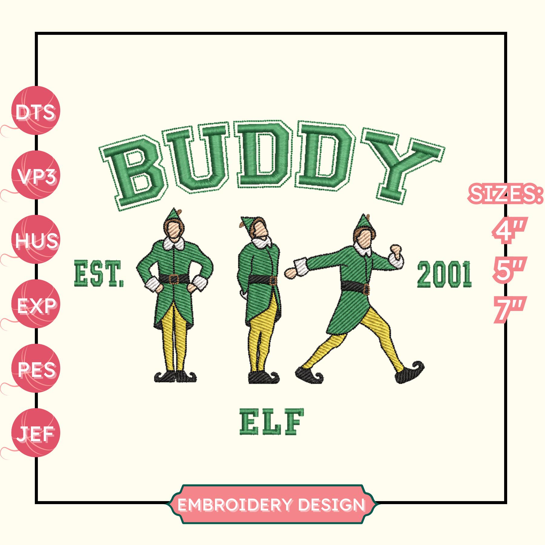 Buddy Elf Est 2001 Embroidery Machine Design, Merry Xmas 202 - Inspire ...