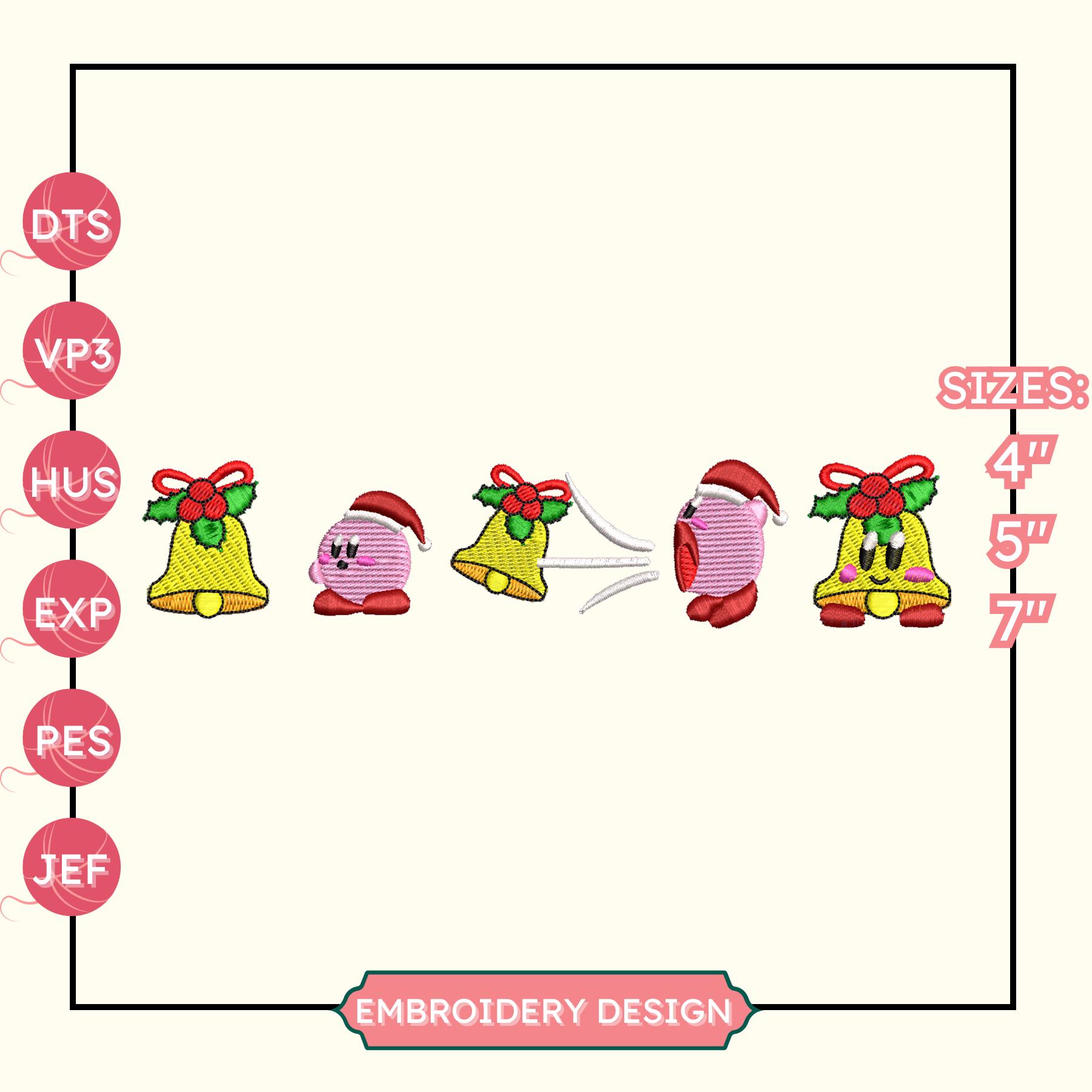 Kirby X Christmas Bell Embroidery Designs, Christmas Embroid | Inspire ...