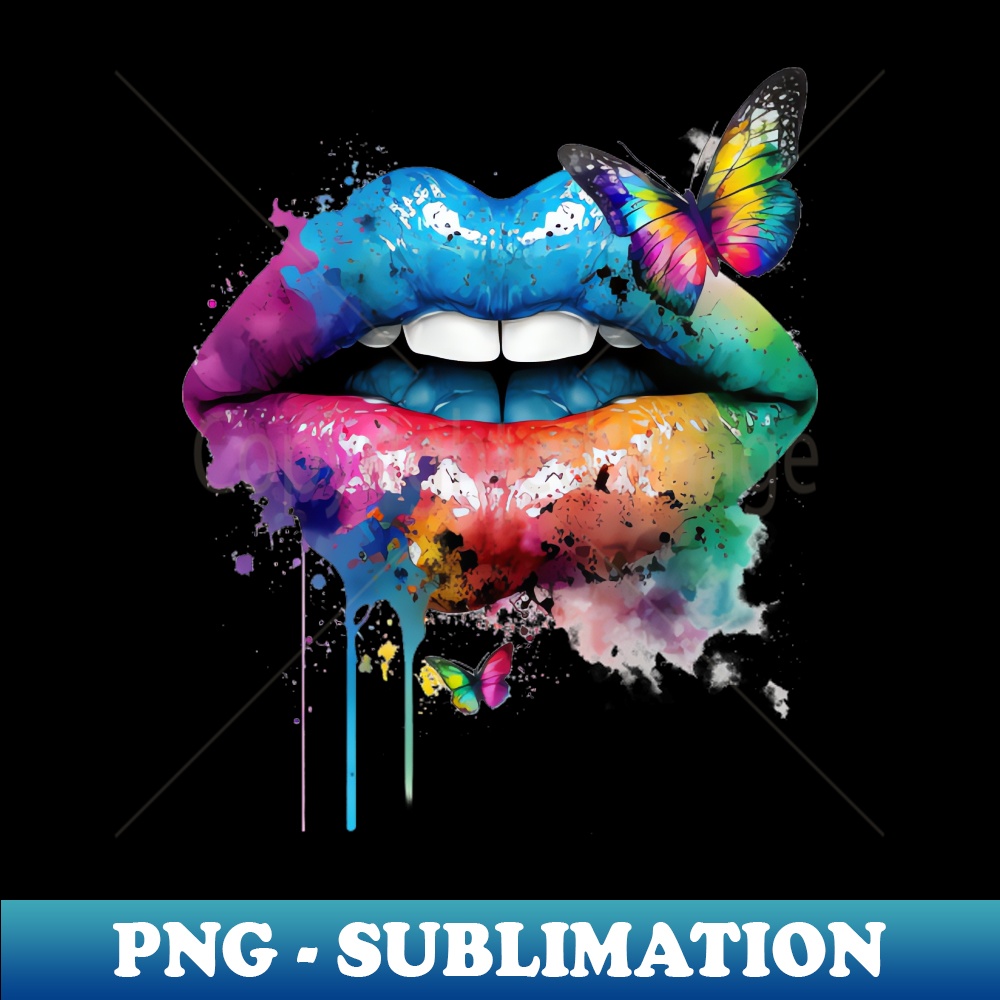 Watercolor Butterfly Lips 5 Exclusive Png Sublimation Down Inspire
