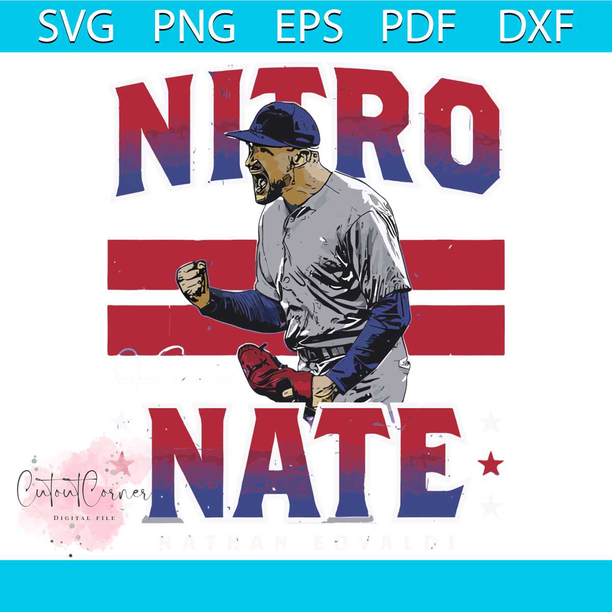 Nitro Nate Nathan Eovaldi Texas Rangers Player SVG File | Inspire Uplift