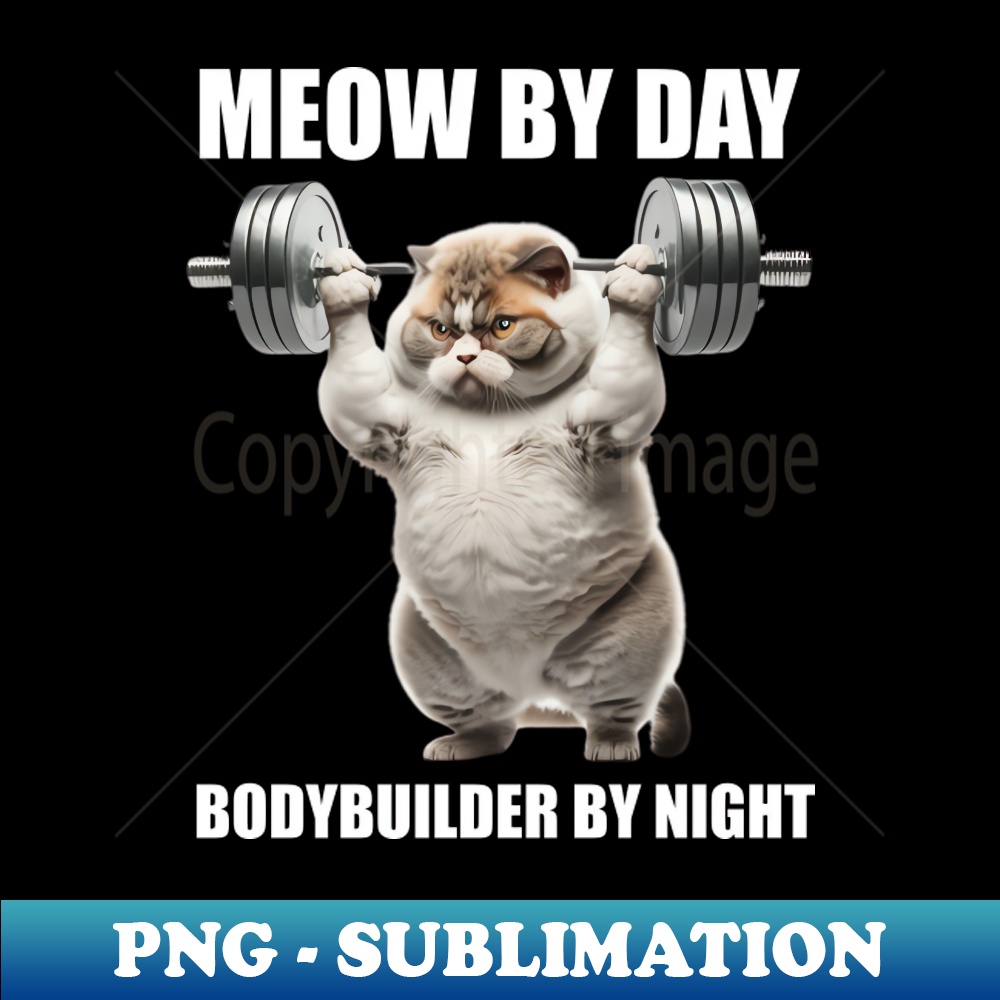 Cat Fitness Lovers Gift Meow By Day Bodybuilder By Night Wor | Inspire ...