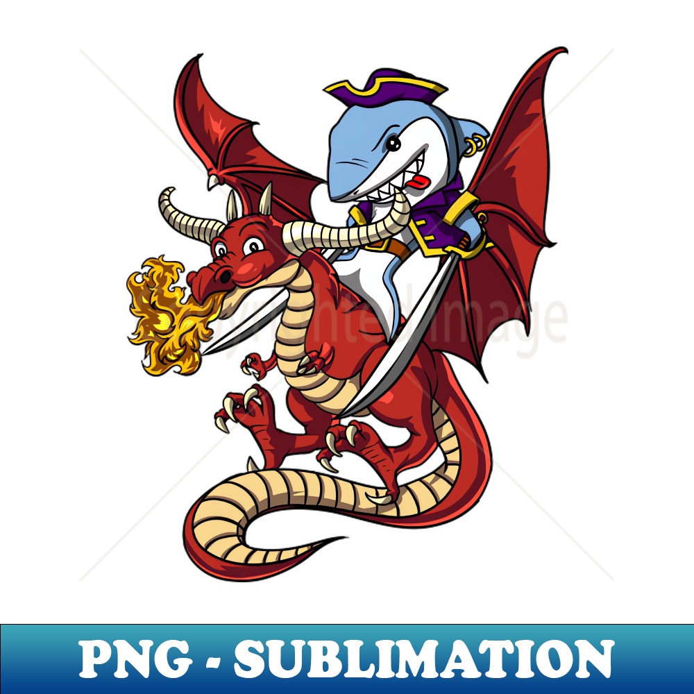Shark Pirate Riding Dragon - PNG Transparent Sublimation Des | Inspire ...