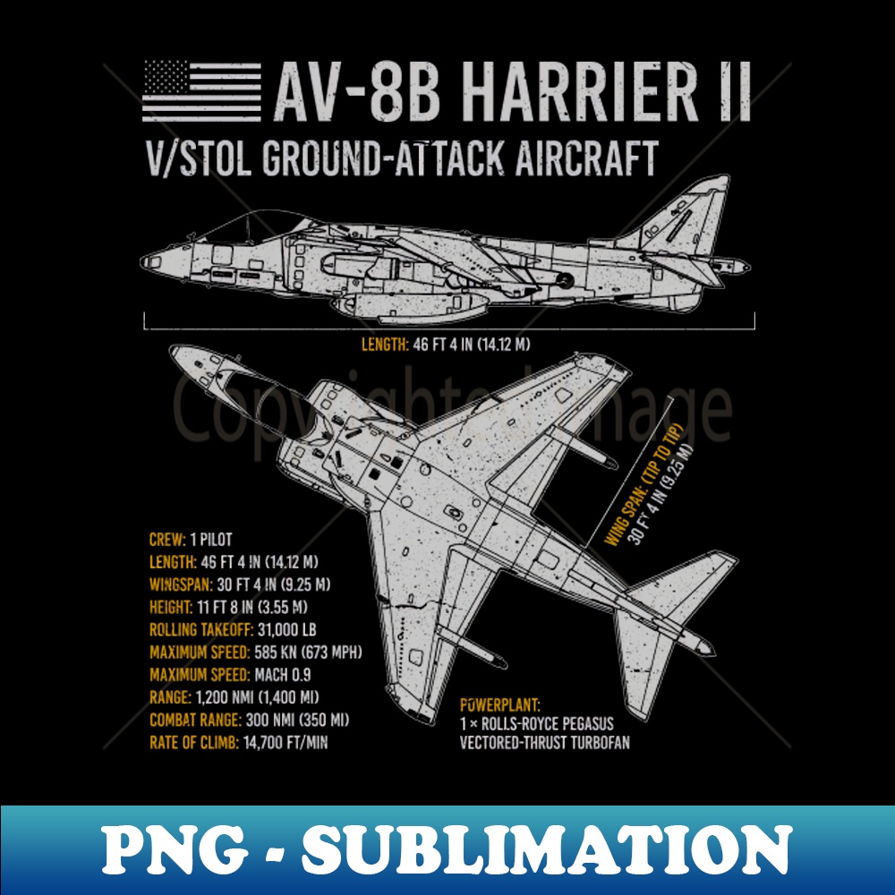 AV-8B Harrier II Aircraft Plane USAF Airplane - PNG Sublimat | Inspire ...