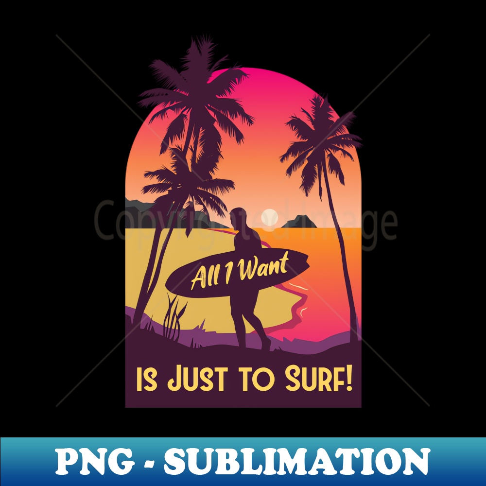 Chasing Waves at Sunset - PNG Transparent Sublimation Design - Inspire ...