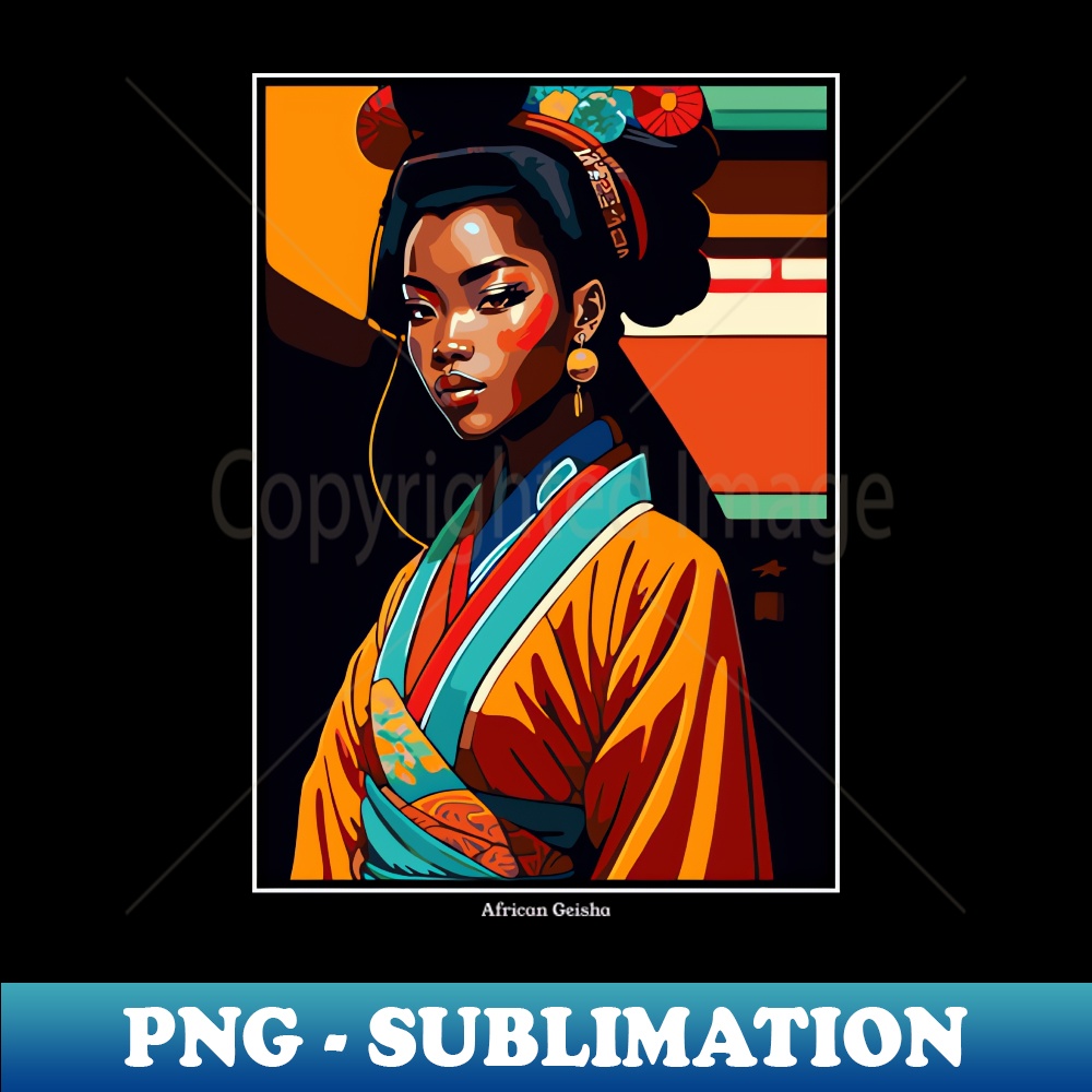 African Geisha in Traditional Japanese Kimono - PNG Transpar | Inspire ...