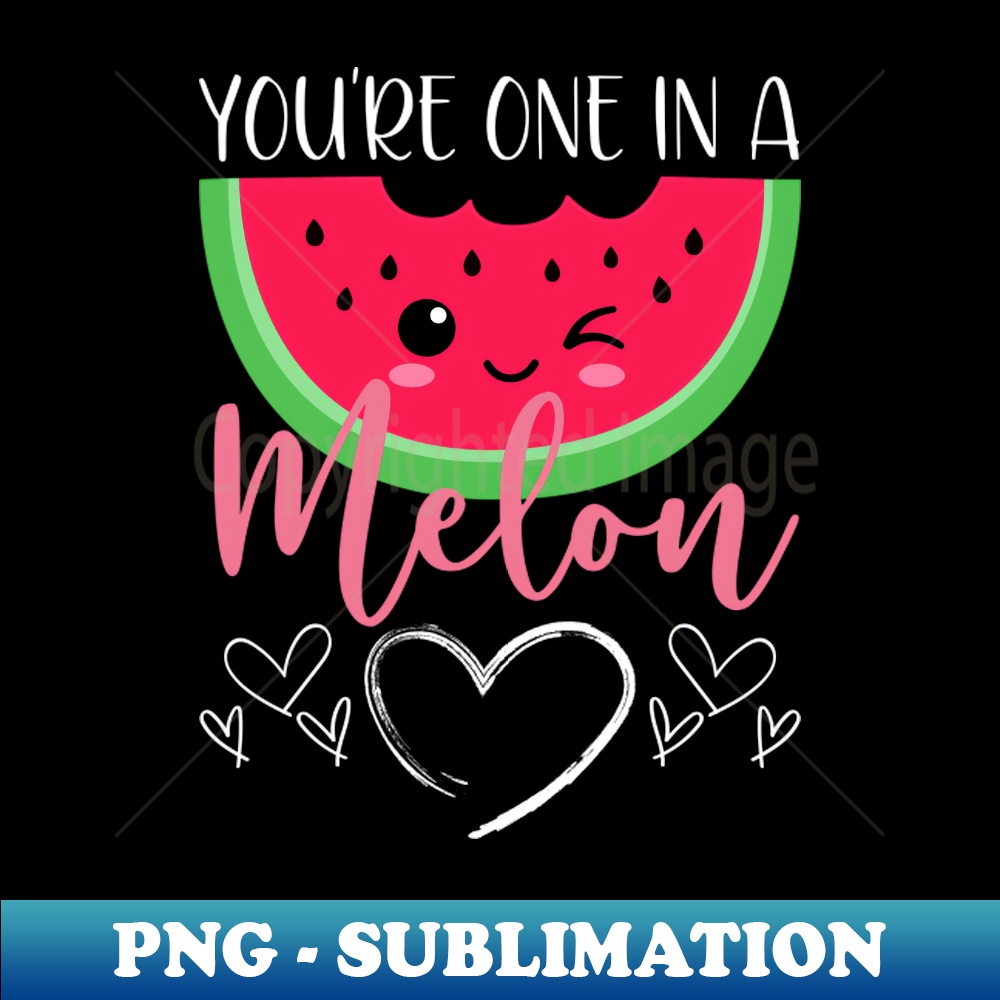 Funny Watermelon Pun One In a Melon Cute Kawaii Fruit Doodle | Inspire ...