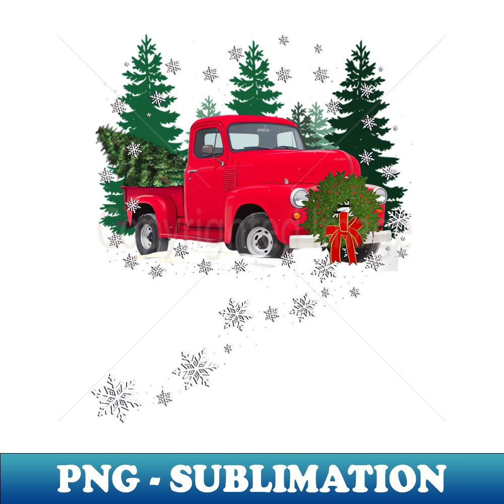 Christmas Vintage Red Truck in Snow - Stylish Sublimation Di | Inspire ...