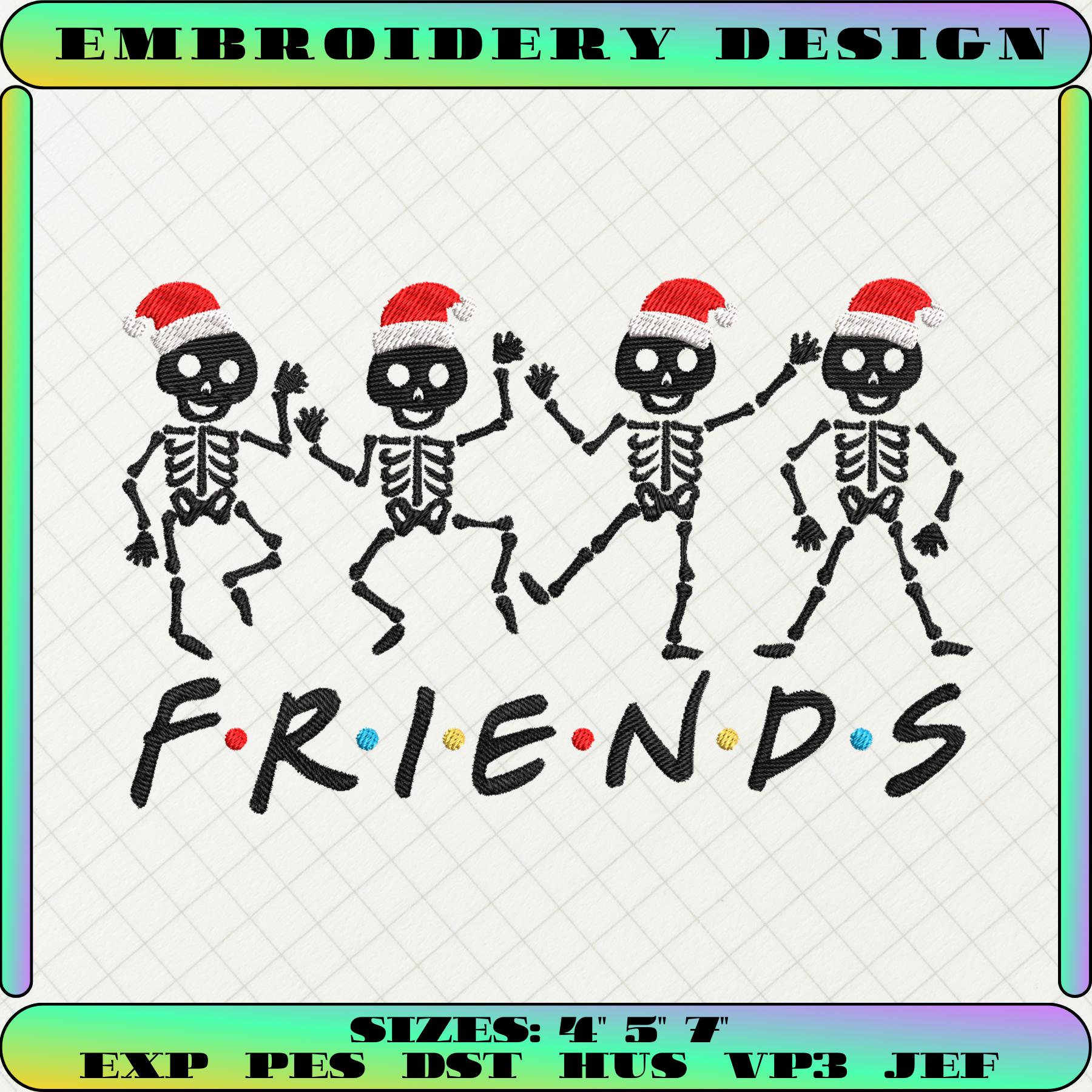 Skeleton Friend Embroidery Designs, Christmas Embroidery Des - Inspire ...