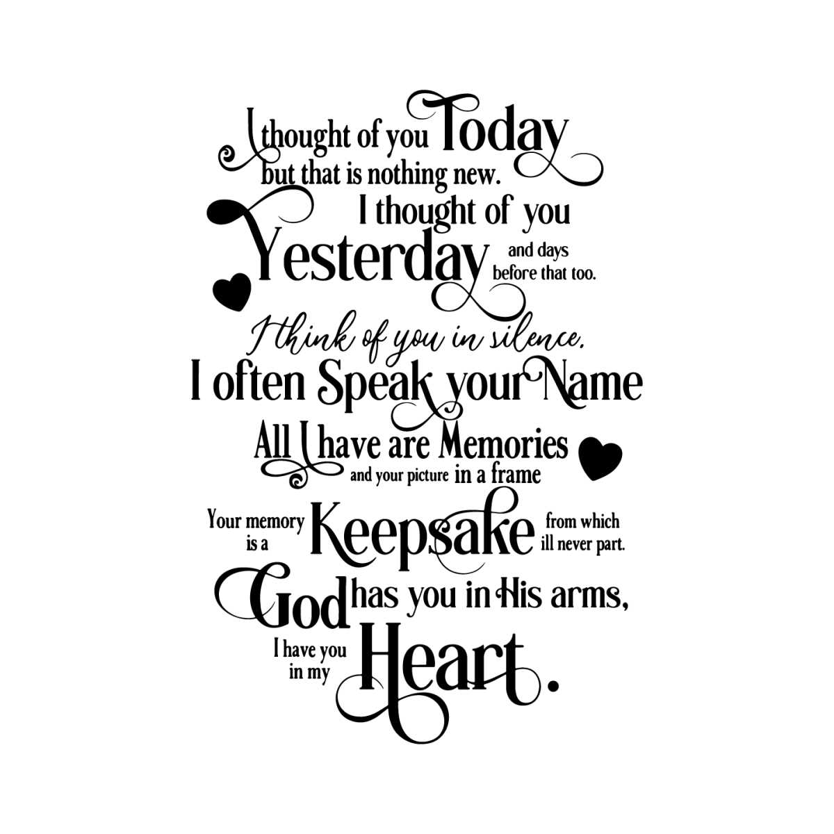 I thought of you today SVG,Memorial svg,Funeral Poem svg,In | Inspire ...