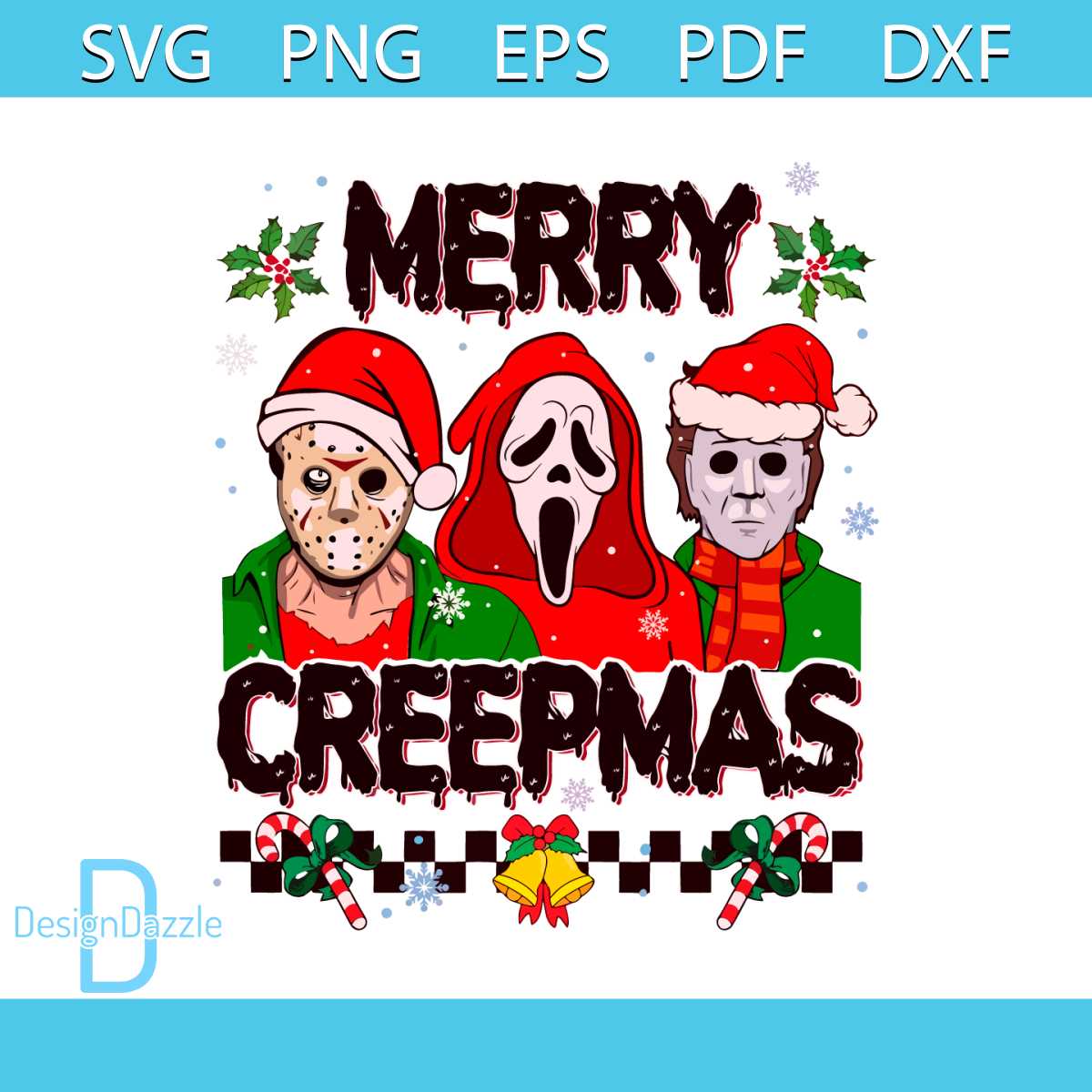 Horror Characters Merry Creepmas SVG Digital Cricut File - Inspire Uplift