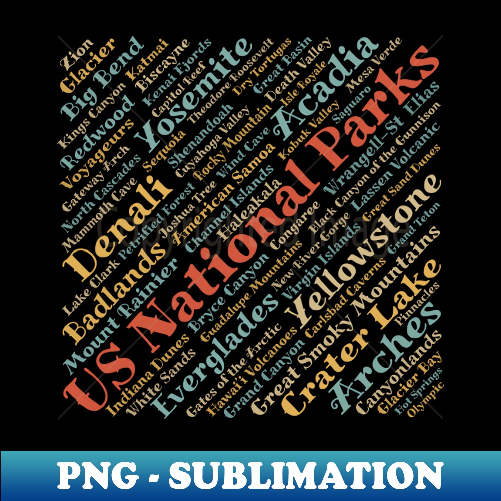 US National Parks List Word Art Camping Hiking Souvenir - PN | Inspire ...