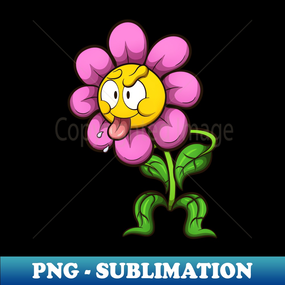 Cartoon Flower Sticking Its Tongue Out - PNG Transparent Sub - Inspire ...