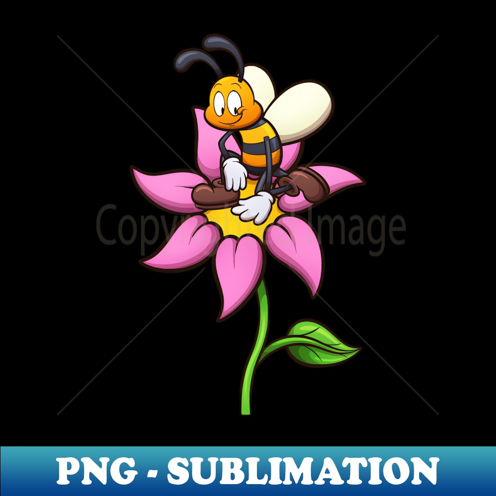 Cartoon Bee On Flower - PNG Sublimation Digital Download - V - Inspire ...
