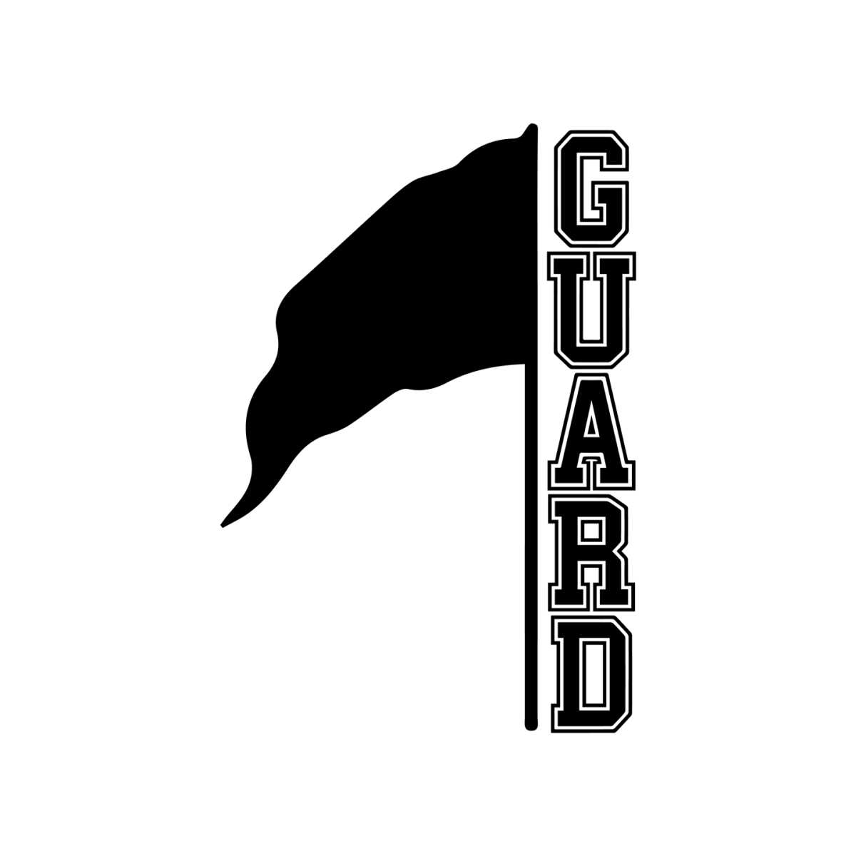 Sports Clipart: Black Color Guard Flag Next to Word 'Guard', | Inspire ...
