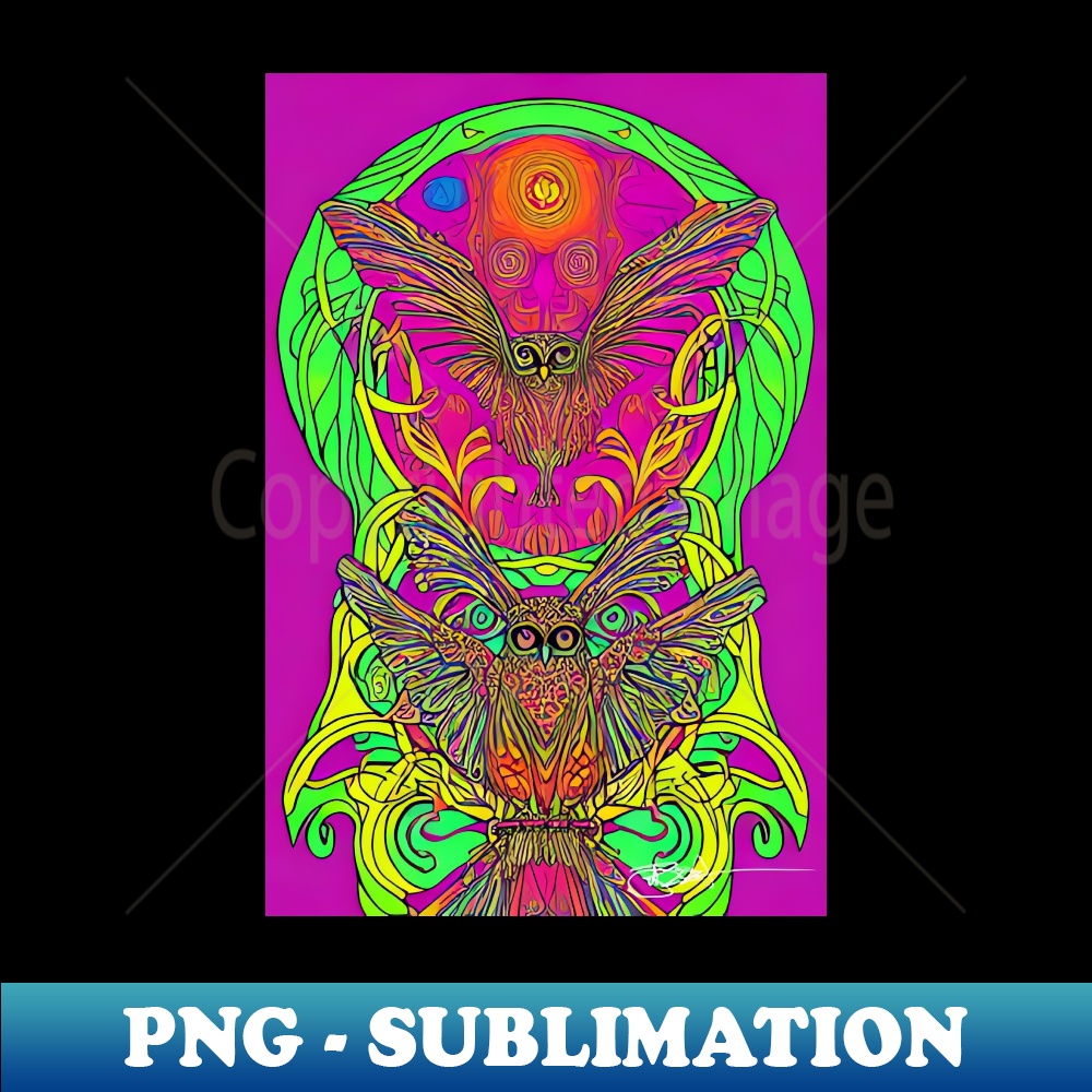 Psychedelic Owl Acid Vibes 6 - Instant PNG Sublimation Downl - Inspire Uplift