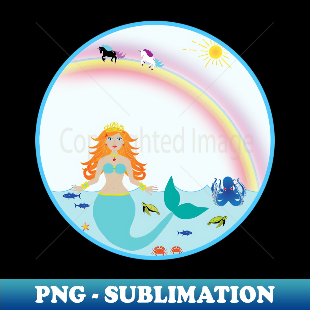 Mermaid in Sea with fish octopus crabs turtles unicorns and | Inspire ...
