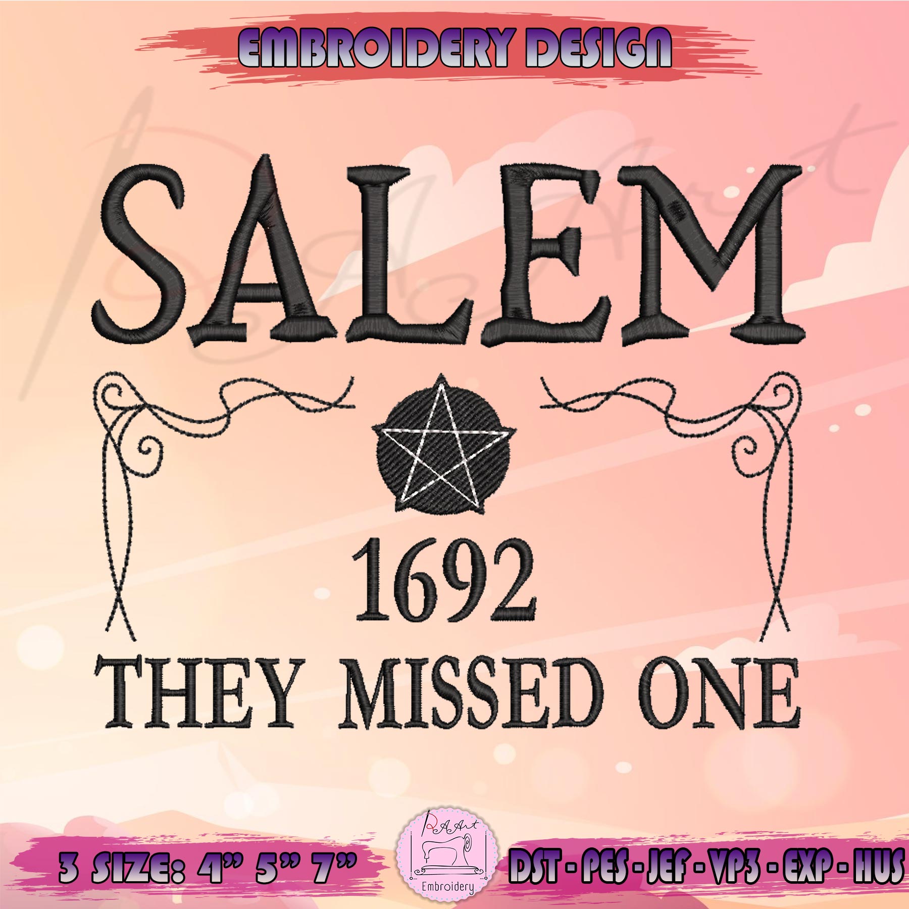 Salem 1692 They Missed One Embroidery Design, Witch Embroide | Inspire ...