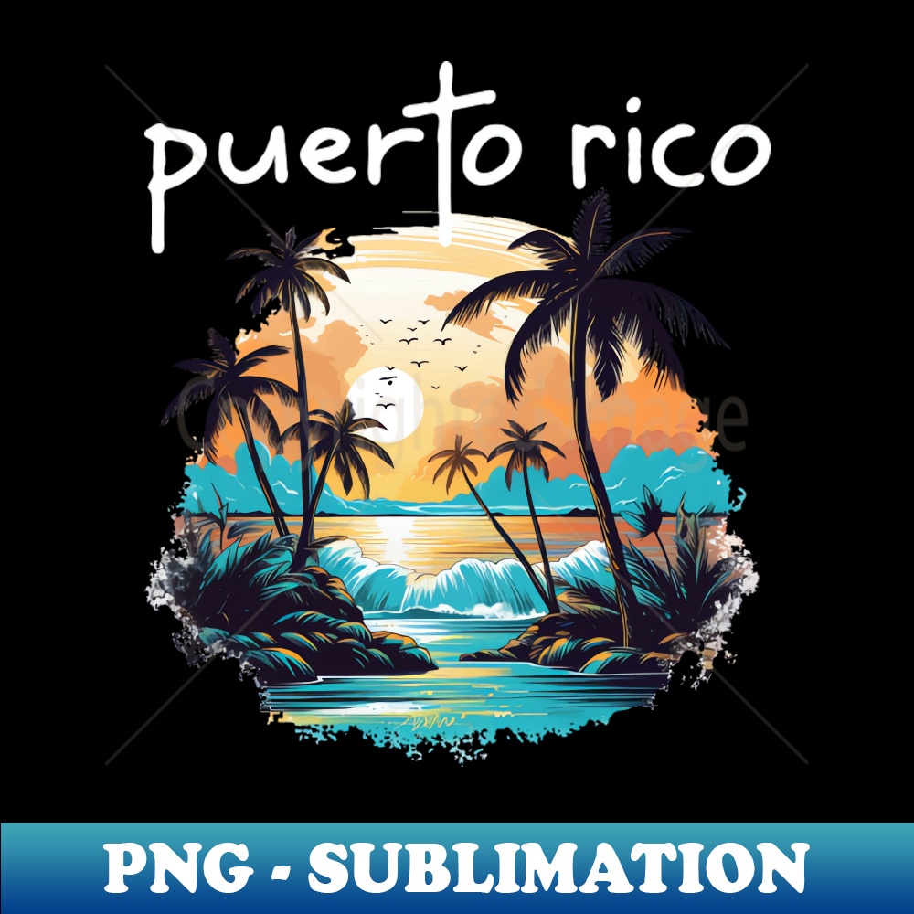Puerto Rico - Beach Scene White Lettering - Exclusive PNG Su | Inspire ...