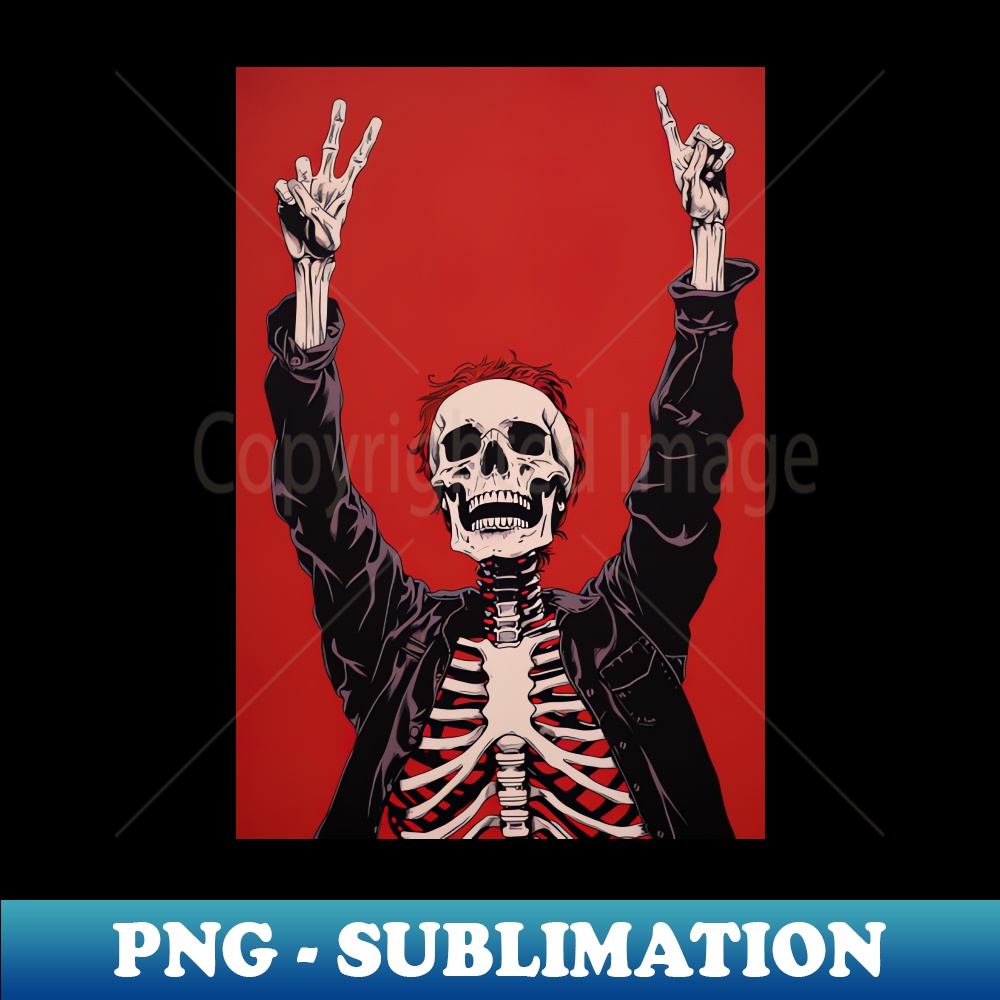 CHILL DUDE - skeleton holding hands in the air on red backgr | Inspire ...