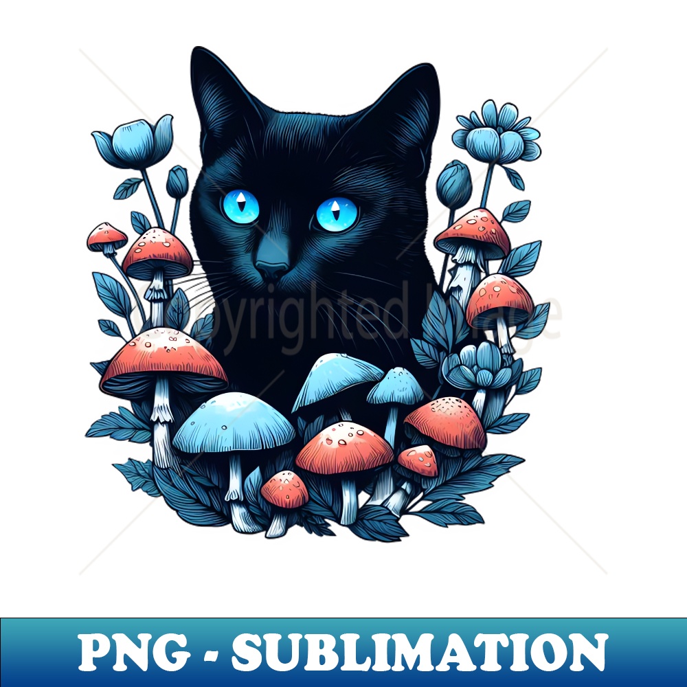 Cute Mushroom Aesthetic Cottagecore Cat - Sublimation-Ready | Inspire ...