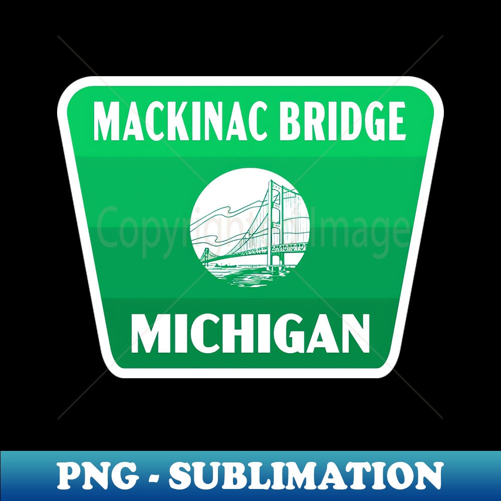 Mackinac Bridge Michigan Retro Badge - Green - Retro PNG Sub | Inspire ...