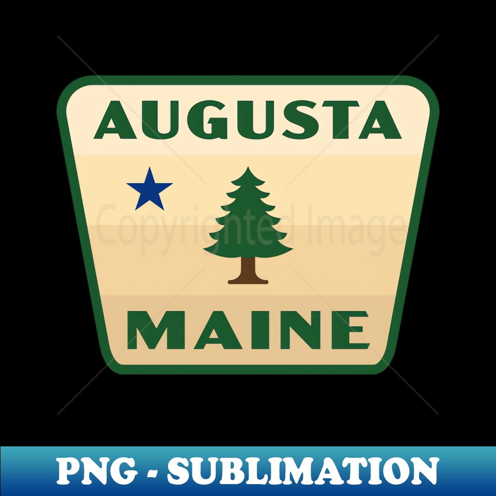 Augusta Maine Retro Pine Tree Badge Tan - Digital Sublimatio | Inspire ...