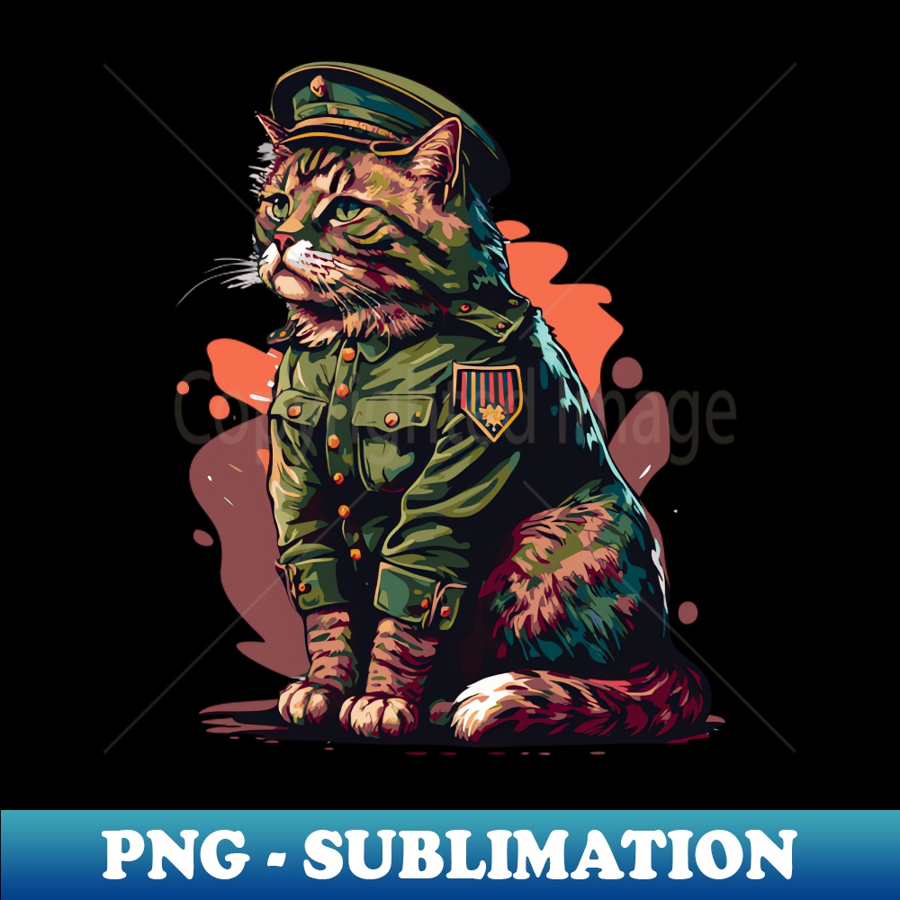 Cute cat in military uniform - Unique Sublimation PNG Downlo | Inspire ...