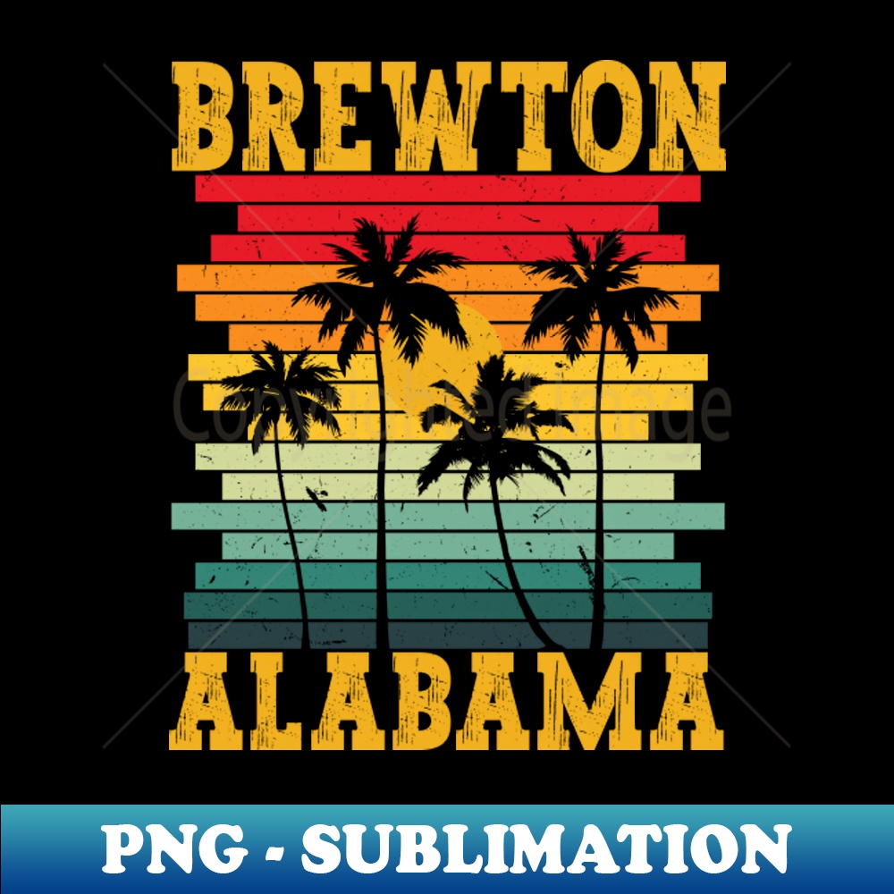 Retro Brewton Alabama AL Tropical Summer Palm Trees Alabama - Inspire ...