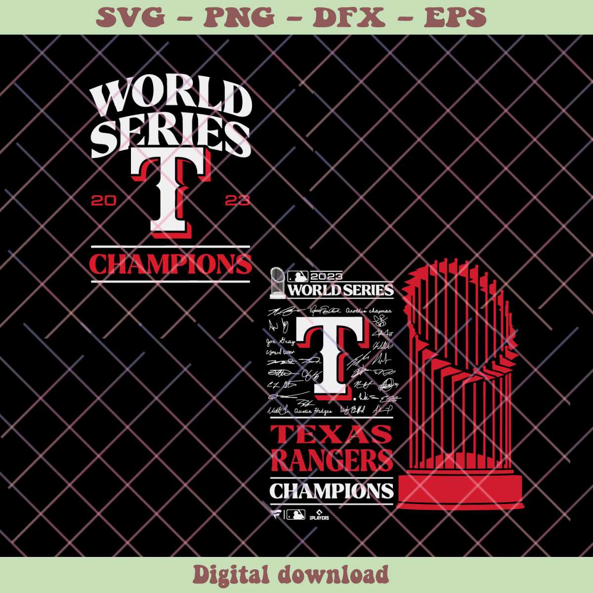 Texas Rangers World Series Champions Signature Roster SVG | Inspire Uplift