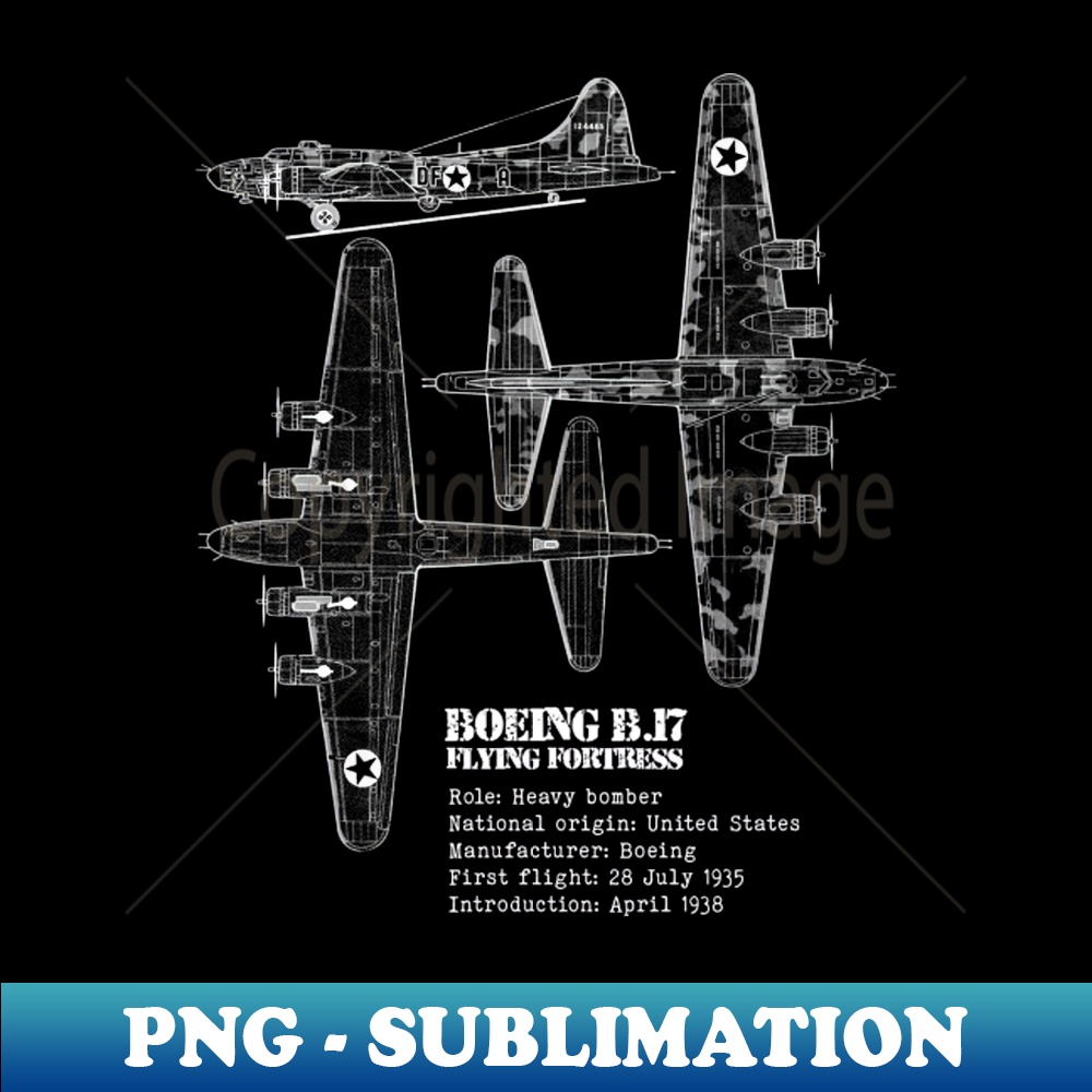 B-17 Flying Fortress World War 2 Plane Blueprint - Sublimat | Inspire ...