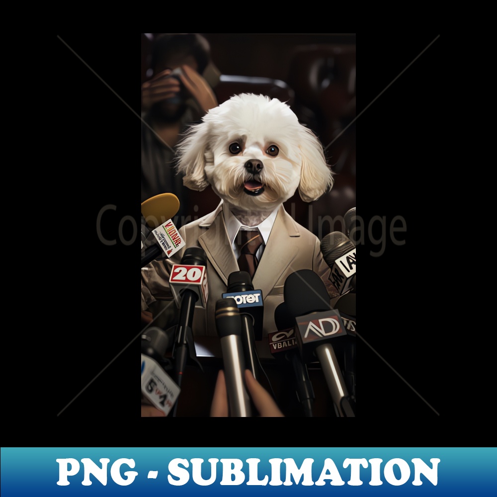 cute dog with suit doing interview for TV - Premium PNG Subl | Inspire ...