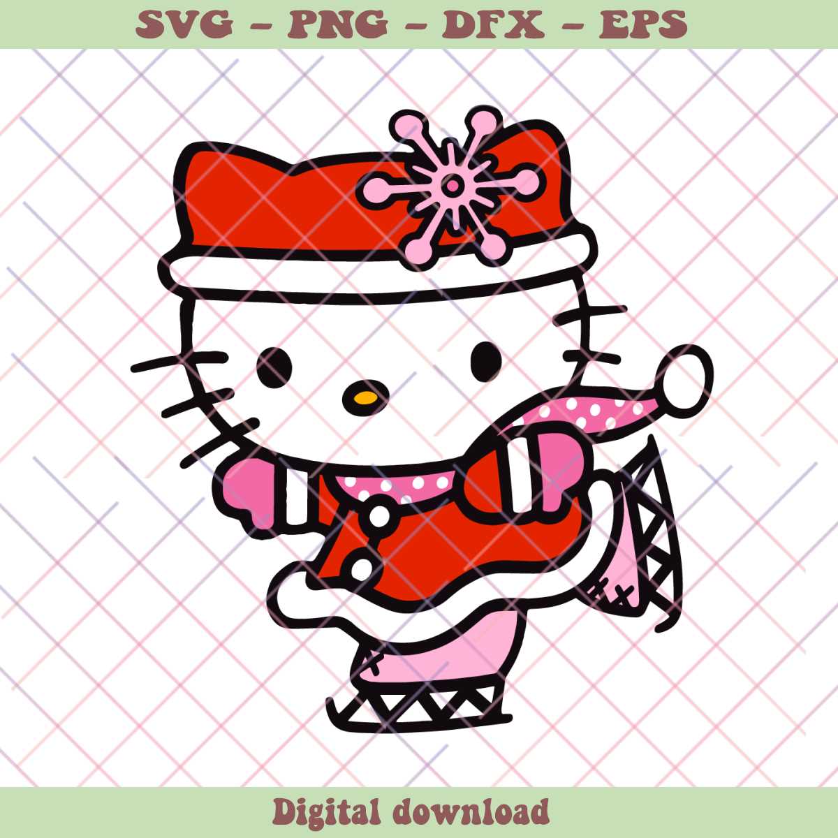 Retro Hello Kitty Christmas Santa Vibe SVG File For Cricut | Inspire Uplift