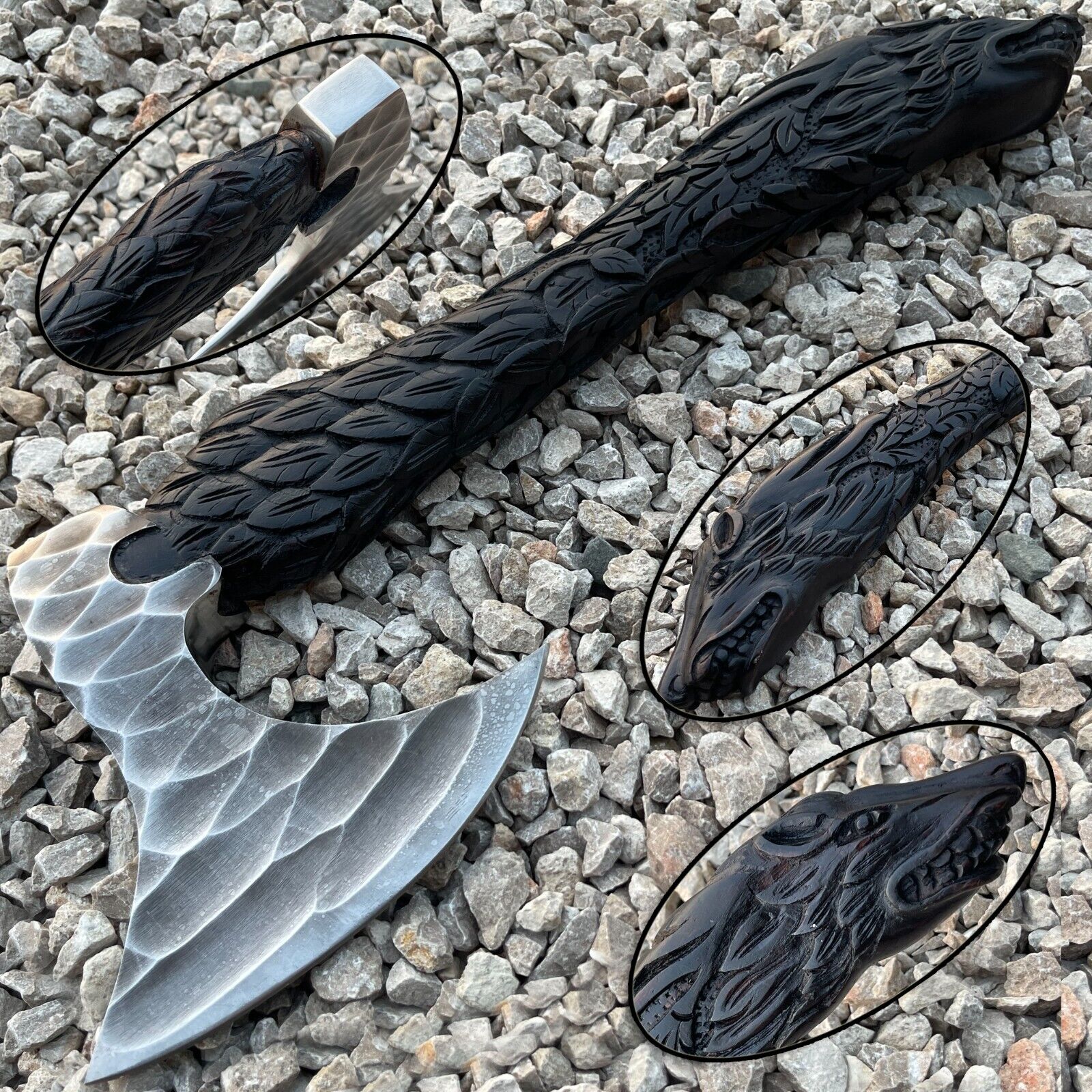 Custom Handmade Carbon Steel Blade Viking Axe Hunting Axe Ca | Inspire ...