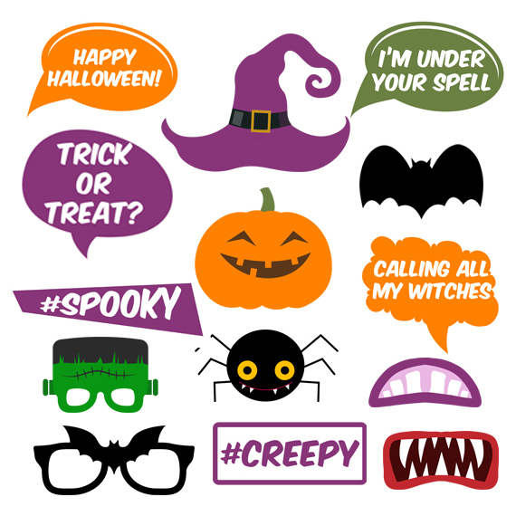 Halloween treat or trick Photo booth Props, Halloween Photo - Inspire ...