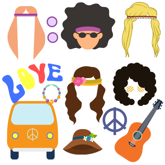 Hippie Party Photo Booth Props, Hippie Photo Props, Hippie P | Inspire ...