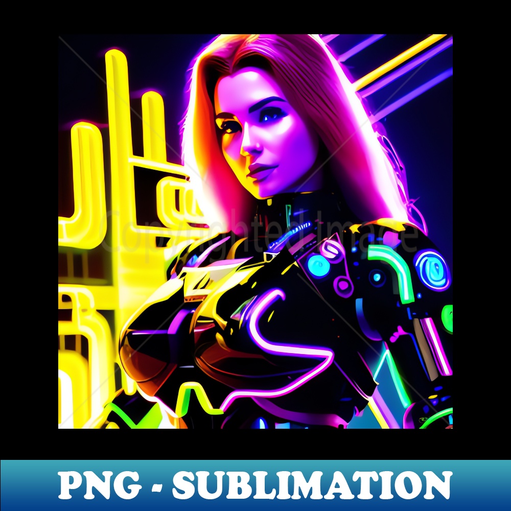 Neon Cyborg Woman - Cyberpunk 5 - Premium Sublimation Digita - Inspire ...