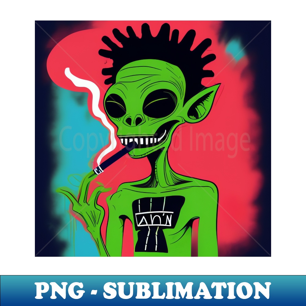 NFT Funny Cartoon Smoking Green Alien Art - Trendy Sublimati | Inspire ...