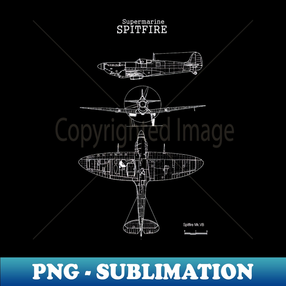 Supermarine Spitfire World War 2 Plane Blueprint - Modern S | Inspire ...