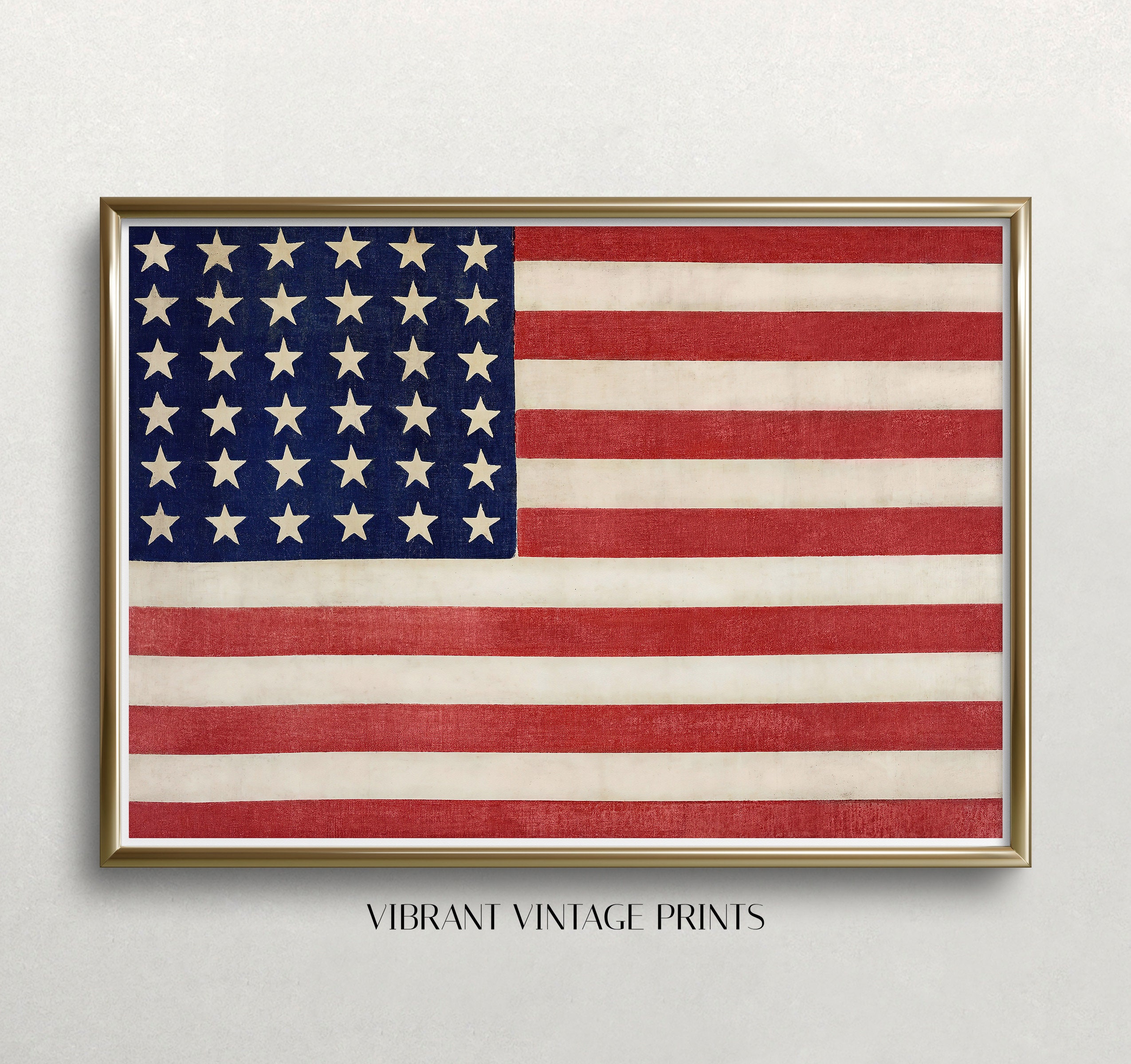 Vintage US Flag Art, Vintage Flag Print, United States Flag, | Inspire ...