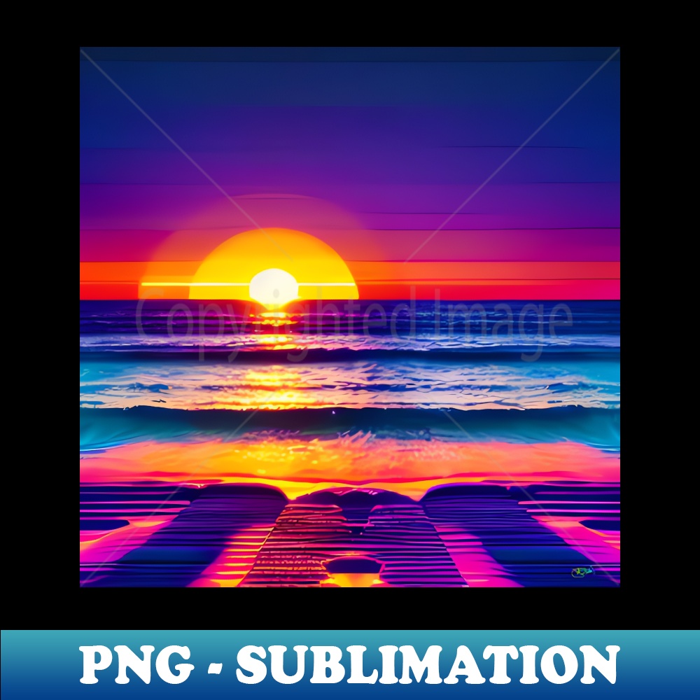 RetroWave 80s Sunset Beach 21 - PNG Transparent Sublimation | Inspire ...