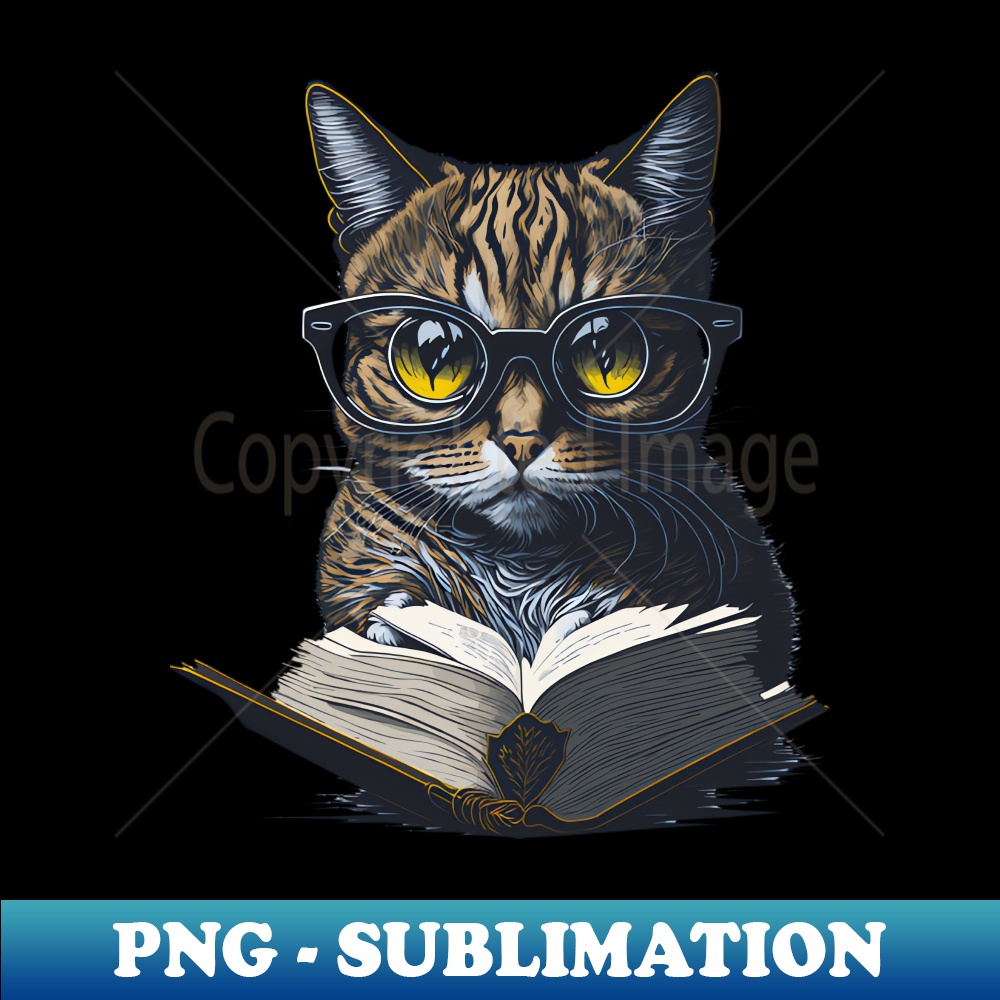 Cat with glasses reading a book - Artistic Sublimation Digit - Inspire ...