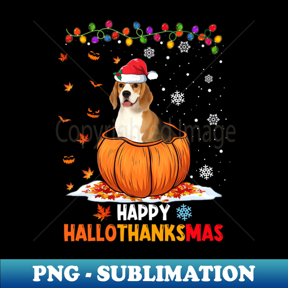Beagle On Pumpkin Happy Hallothanksmas - Premium Sublimation - Inspire ...