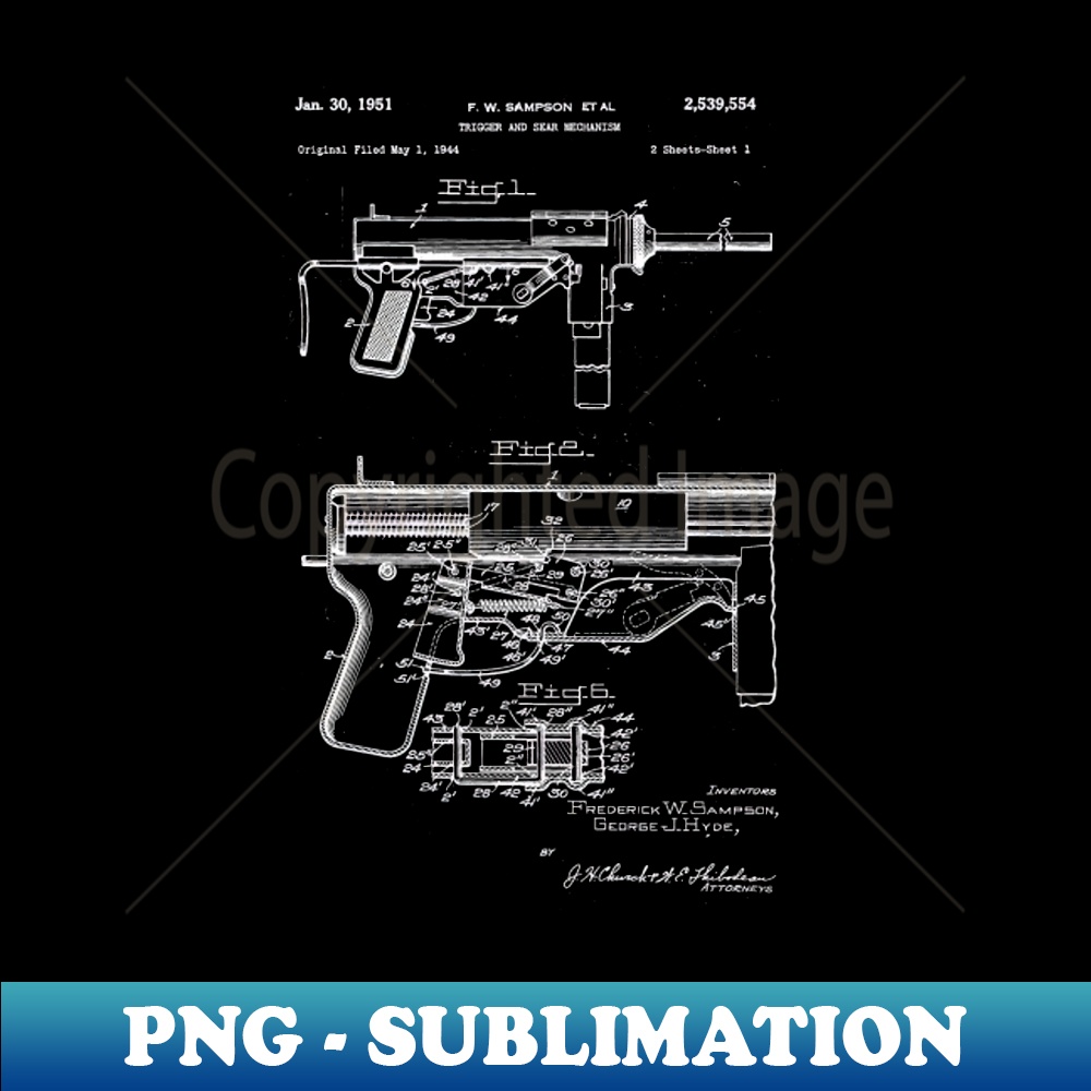 World War 2 Weapon Blueprint M3 Grease Gun - Decorative Subl | Inspire ...