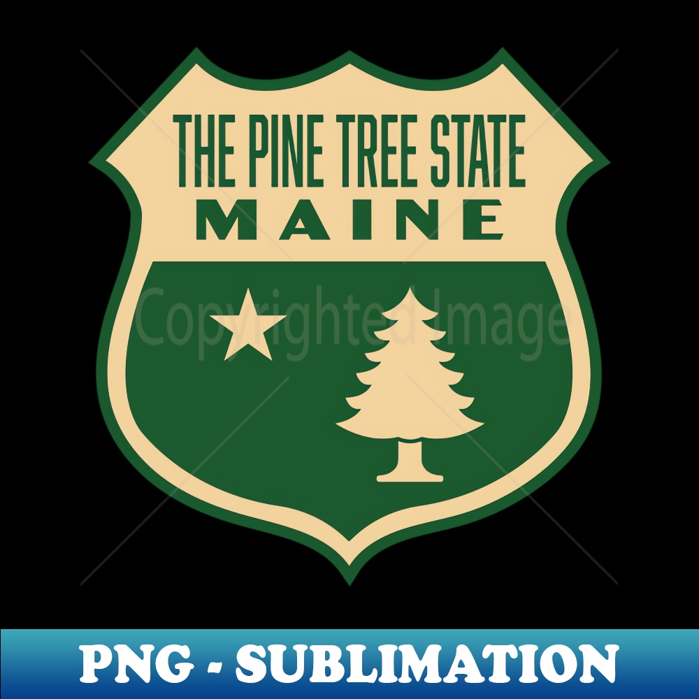The Pine Tree State Maine Retro Pine Tree Shield Tan - Elega | Inspire ...