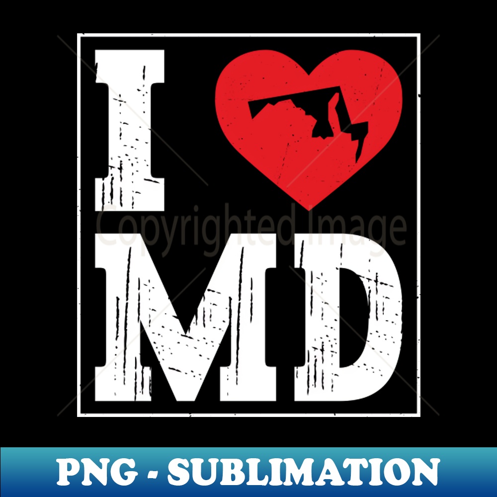 I Heart Love MD Maryland City Map Classic Vintage I Love MD | Inspire ...