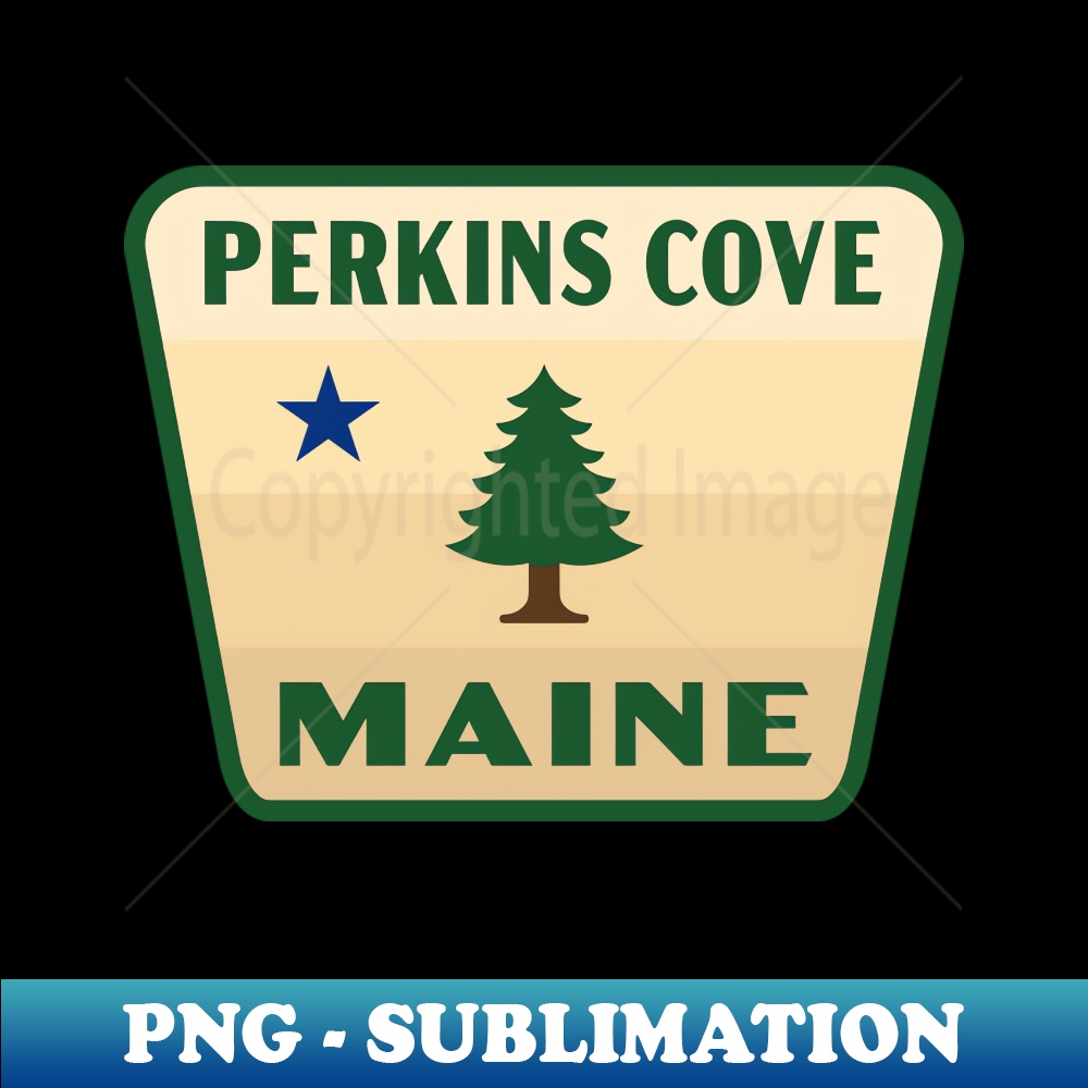 Perkins Cove Maine Retro Pine Tree Badge Tan - Professional - Inspire ...