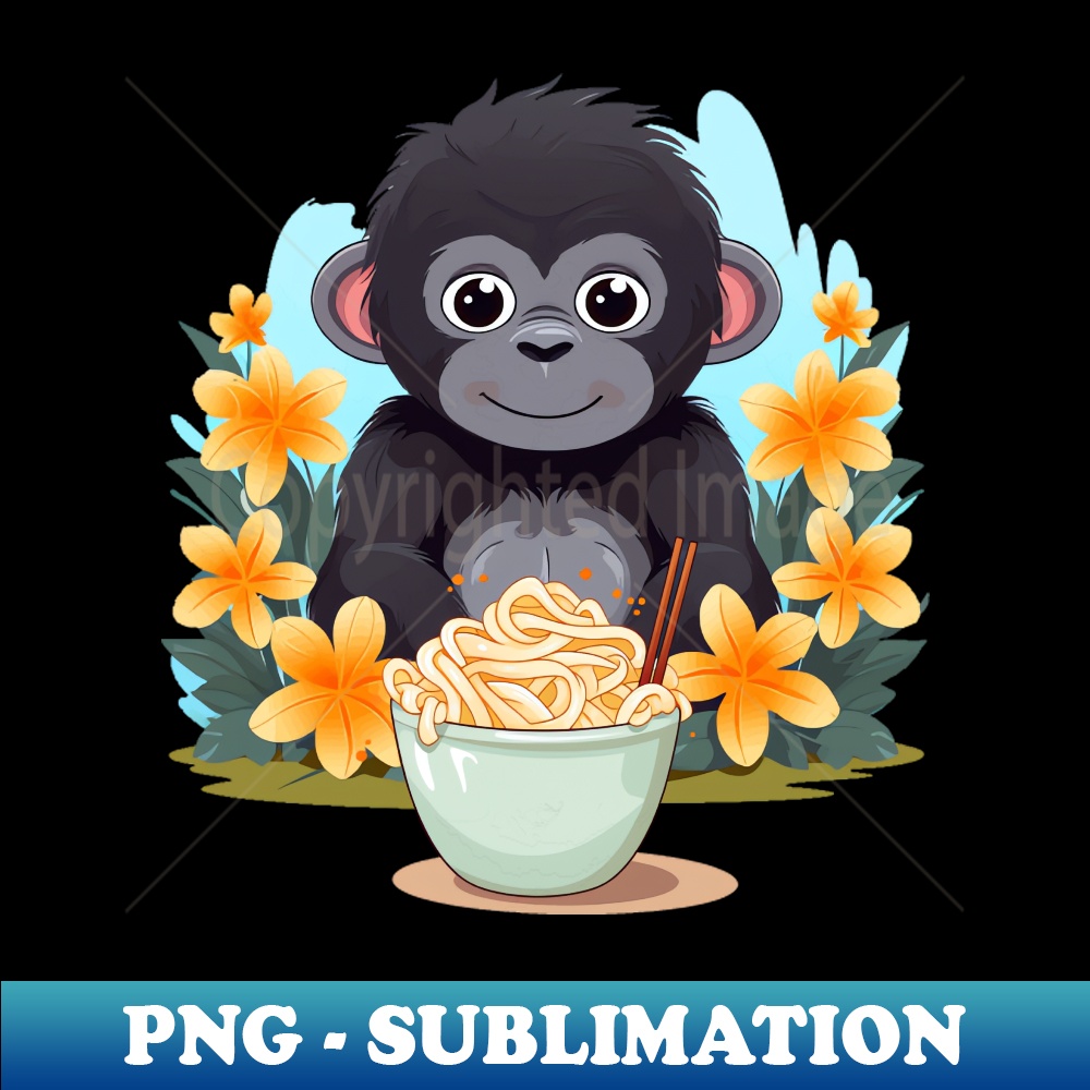 Monkey Eating Kimchi Noodles - PNG Transparent Sublimation D | Inspire ...